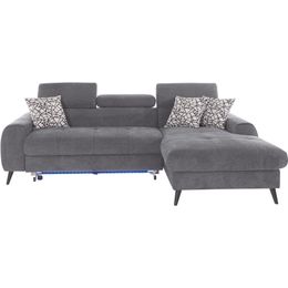 Ecksofa COTTA, B:236cm H:74cm T:164cm, grau, 90% Polyester 10% Polyamid, Wohnzimmer, Sofas, "Mia L-Form mit 3 Zierkissen", wahlweise mit