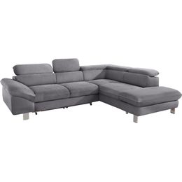 Ecksofa COTTA, B:266cm H:73cm T:214cm, grau, Struktur (100% Polyester);Chenille (90% Polyester, 10% Polyamid), Wohnzimmer, Sofas, "Driver L-Form",