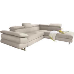 Ecksofa Inosign, B:279cm H:73cm T:228cm, beige, Wohnzimmer, Sofas, "Solution L-Form", mit Arm- & Kopfteilverstellung, wahlweise mit Bettfunktion