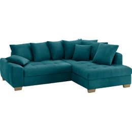 Ecksofa MR. COUCH, B:243cm H:88cm T:190cm, blau, Memphis (Grundgewebe - 100% Polyester; Nutzschicht- 90% Polyester / 10% Polyamide), Wohnzimmer,
