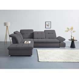 Ecksofa COTTA, B:310cm H:86cm T:265cm, grau, 90% Polyester, 10% Polyamid, Wohnzimmer, Sofas, "Holiday L-Form mit Sitztiefen-, Armteil- und
