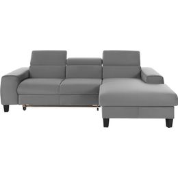 Ecksofa COTTA, B:244cm H:72cm T:166cm, grau, Microfaser PRIMABELLE (100% Polyester);Flachgewebe (100% Polyester);Samtvelours (100% Polyester),