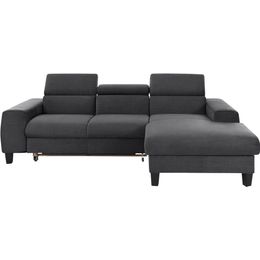 Ecksofa COTTA, B:244cm H:72cm T:166cm, grau, Microfaser PRIMABELLE (100% Polyester);Flachgewebe (100% Polyester);Samtvelours (100% Polyester),