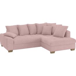 Ecksofa MR. COUCH, B:243cm H:88cm T:190cm, rosa, Stripes (92% Polyester / 8% Nylon), Wohnzimmer, Sofas, "Nikita II, L-Form, bis 140kg pro Sitzplatz