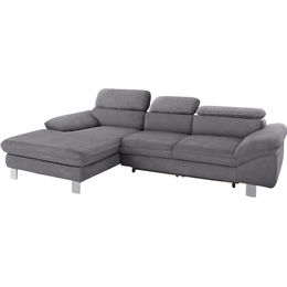 Ecksofa COTTA, B:268cm H:73cm T:169cm, grau, Struktur (100% Polyester);Chenille (90% Polyester, 10% Polyamid), Wohnzimmer, Sofas, "Driver L-Form",