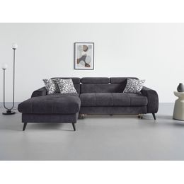 Ecksofa COTTA, B:236cm H:74cm T:164cm, schwarz, 90% Polyester 10% Polyamid, Wohnzimmer, Sofas, "Mia L-Form mit 3 Zierkissen", wahlweise mit