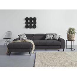 Ecksofa COTTA, B:236cm H:74cm T:164cm, braun, 100% Polyester, Wohnzimmer, Sofas, "Mia L-Form mit 3 Zierkissen", wahlweise mit Bettfunktion,