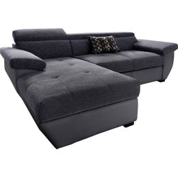 Ecksofa COTTA, B:265cm H:79cm T:102cm, schwarz, Edles Flachgewebe ( 100% Polyester ) / Feine Struktur ( 100% Polyester );Kunstleder SOFTLUX /