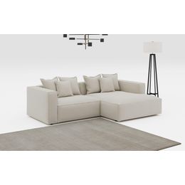 Ecksofa Inosign, B:284cm H:72cm, beige, 100% POLYESTER (PES), Wohnzimmer, Sofas, "Cowboy L-Form", mit 6 Kissen, kubisches Sofa