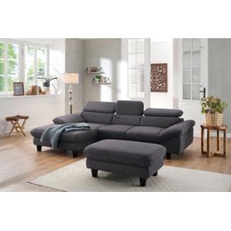 Ecksofa Home Affaire, B:268cm H:73cm T:108cm, grau, 100% Polyester, Feinstruktur 75000 Scheuertouren, Struktur 35000 Scheuertouren, Microfaser 40000,