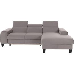 Ecksofa COTTA, B:244cm H:72cm T:166cm, grau, Microfaser PRIMABELLE (100% Polyester);Flachgewebe (100% Polyester);Samtvelours (100% Polyester),