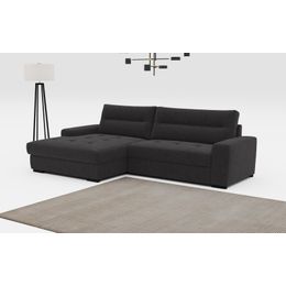 Ecksofa COTTA, B:295cm H:93cm T:163cm, schwarz, 100% POLYESTER (PES), Wohnzimmer, Sofas, "Cappa L-Form", wahlweise mit Bettfunktion & Bettkasten
