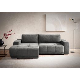 Ecksofa Inosign, B:241cm H:66cm T:165cm, grau, 100% POLYESTER (PES), Wohnzimmer, Sofas, "Bolero L-Form", wahlweise mit Bettfunktion & Bettkasten