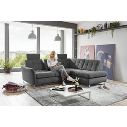 Ecksofa DIE PLANBAR, B:242cm H:87cm T:116cm, grau, 100% Polyester, Wohnzimmer, Sofas, "MP-IN20016 L-Form mit Kaltschaum-Polsterung", wahlweise mit