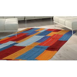 Teppich Kayoom, B:160cm H:15mm L:230cm, rot, Wolle, Wohnzimmer, Teppiche, "Radical 335", Handgewebter Jacquard Kilim, hochwertige Materialmischung.
