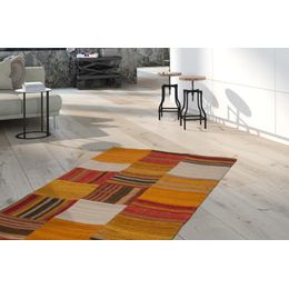 Teppich Kayoom, B:80cm H:15mm L:150cm, bunt, Wolle, Wohnzimmer, Teppiche, "Radical 210", Handgewebter Jacquard-Kilim, hochwertige Materialmischung