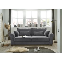 Schlafsofa, B:250cm H:95cm T:125cm, grau, ED EXCITING DESIGN, 92% Polyester, 8% Nylon, Kinderzimmer, Sofas, "Angelina", mit Bettkasten & 4 Zierkissen