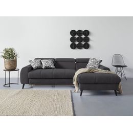 Ecksofa COTTA, B:236cm H:74cm T:164cm, braun, 100% Polyester, Wohnzimmer, Sofas, "Mia L-Form mit 3 Zierkissen", wahlweise mit Bettfunktion,