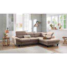 Ecksofa Home Affaire, B:266cm H:73cm T:108cm, beige, 100% Polyester; Feinstruktur 75000 Scheurtouren; Struktur 35000 Scheuertouren, Mikrofaser 40000