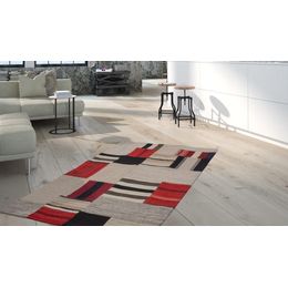 Teppich Kayoom, B:160cm H:15mm L:230cm, bunt, Wolle, Wohnzimmer, Teppiche, "Radical 240", Handgewebter Jacquard-Kilim, hochwertige Materialmischung