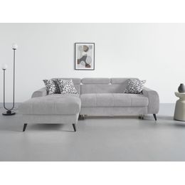 Ecksofa COTTA, B:236cm H:74cm T:164cm, grau, 90% Polyester 10% Polyamid, Wohnzimmer, Sofas, "Mia L-Form mit 3 Zierkissen", wahlweise mit