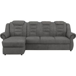Ecksofa Home Affaire, B:262cm H:102cm T:165cm, grau, 100% Polyester, Wohnzimmer, Sofas, "Boston L-Form", mit hoher Rückenlehne, wahlweise mit