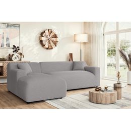 Ecksofa Home Affaire, B:256cm H:76cm T:160cm, grau, 100% Polyester, Wohnzimmer, Sofas, "LILLIANA Designsofa, L-Form mit Recamiere rechts/links