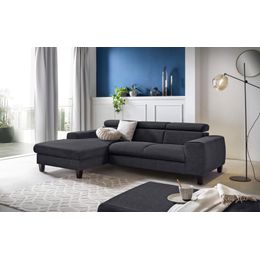 Ecksofa COTTA, B:244cm H:72cm T:166cm, grau, Microfaser PRIMABELLE (100% Polyester);Flachgewebe (100% Polyester);Samtvelours (100% Polyester),