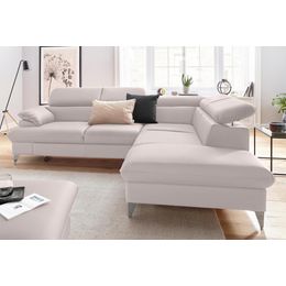 Ecksofa COTTA, B:256cm H:74cm T:208cm, beige, Kunstleder SOFTLUX;NaturLEDER (echtes Rindsleder);Microfaser PRIMABELLE (100% Polyester), Wohnzimmer,