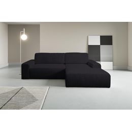 Ecksofa WERK2, B:267cm H:85cm T:165cm, schwarz, 100% Polyester, Wohnzimmer, Sofas, "Rotterdam-L, kuschelweicher Cord oder Breitcord, L-Form, Breite