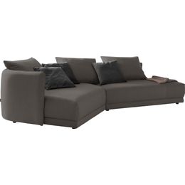 Ecksofa DESIGNWERK, B:333cm T:179cm, grau, 100% Polyester, Wohnzimmer, Sofas, "New York L-Form, anmutendes Designsofa", mit moderner R&ung im Rücken