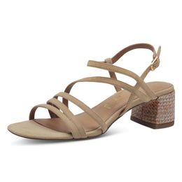 Tamaris Damen Sandalette, Gr. 37, braun, Ziegenveloursleder, Schuhe, Blockabsatz, Abendschuh, Sommerschuh mit verstellbarer Schnalle