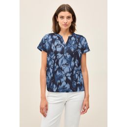 Cecil Damen Print-Shirt, blau, Gr. XXL, bedruckt, Web, 100% Baumwolle, Shirts, aus reiner Baumwolle