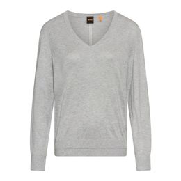 BOSS Orange Damen Strickpullover "Fiaffella Premium Damenmode", silber, Gr. S, unifarben, Feinstrick, Obermaterial: 60% Viskose, 35% Polyacryl, 5%