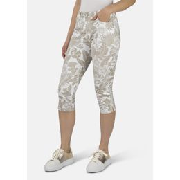 STOOKER WOMEN Damen 7/8-Hose "Tahiti Print Capri Slim Fit", beige, Gr. 46, Twill, 98% Baumwolle, 2% Elasthan, Hosen, Capri Slim Fit Casual Clean Wash