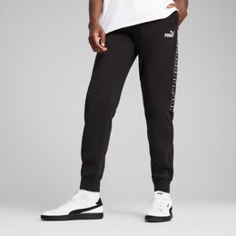 Puma Herren Trainingshose "ESS TAPE SWEATPANTS FL CL", schwarz, Gr. S, bedruckt, Fleece, Obermaterial: 66% Baumwolle, 34% Polyester, Hosen