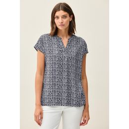 Cecil Damen Kurzarmbluse, blau, Gr. L, bedruckt, Stoff, 100% Viskose, Blusen, aus softer Viskose