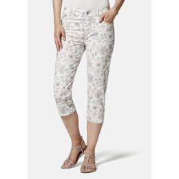 STOOKER WOMEN Damen 7/8-Hose "Tahiti Print Capri Slim Fit", grau, Gr. 44, Twill, 98% Baumwolle, 2% Elasthan, Hosen, Capri Slim Fit Casual Clean Wash