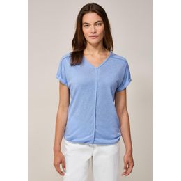 Cecil Damen T-Shirt, blau, Gr. XXL, unifarben, Stoff, 55% Polyester, 45% Viskose, Shirts, 2in1 Optik