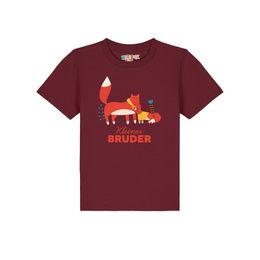watabout.kids T-Shirt 'Fuchs Kleiner Bruder' Jungen Gr&ouml;&szlig;e 122/128 gelb / neonorange / bordeaux / wei&szlig;
