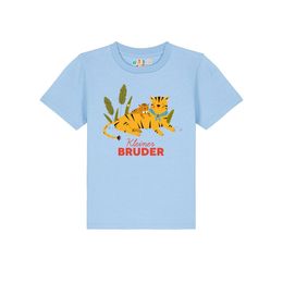 watabout.kids T-Shirt 'Tiger Kleiner Bruder' Jungen Gr&ouml;&szlig;e 110/116 hellblau / curry / oliv / hellrot
