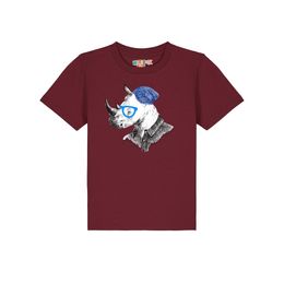 watabout.kids T-Shirt 'Nashorn' Jungen Gr&ouml;&szlig;e 98/104 blau / grau / bordeaux / wei&szlig;