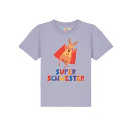watabout.kids T-Shirt 'K&auml;nguru Superschwester' Jungen Gr&ouml;&szlig;e 152/158 blau / curry / lavendel / dunkellila