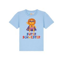 Watabout.kids Shirt 'L&ouml;we Superschwester' girl Blue size 122/128