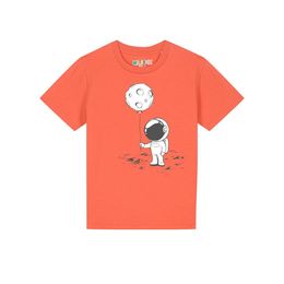 watabout.kids T-Shirt 'Kleiner Astronaut mit Luftballon' Jungen Gr&ouml;&szlig;e 122/128 hellgrau / koralle / schwarz / wei&szlig;