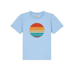 watabout.kids T-Shirt 'Retro Sunset Ocean' Jungen Gr&ouml;&szlig;e 110/116 cyanblau / hellblau / dunkelbraun / orange