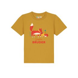watabout.kids T-Shirt 'Fuchs Gro&szlig;er Bruder' Jungen Gr&ouml;&szlig;e 134/146 ocker / gr&uuml;n / melone / wei&szlig;
