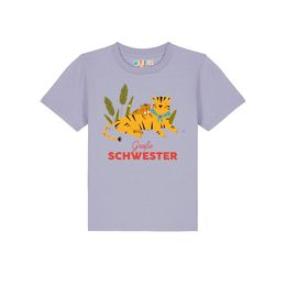watabout.kids T-Shirt 'Tiger Gro&szlig;e Schwester' Jungen Gr&ouml;&szlig;e 152/158 dunkelgelb / oliv / flieder / rot