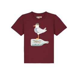 watabout.kids T-Shirt 'M&ouml;we mit Hut' M&auml;dchen Gr&ouml;&szlig;e 98/104 mischfarben / bordeaux