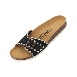 Palado Pantoletten 'Malta Stitch' Damen Größe 43 hellbraun / schwarz / weiß